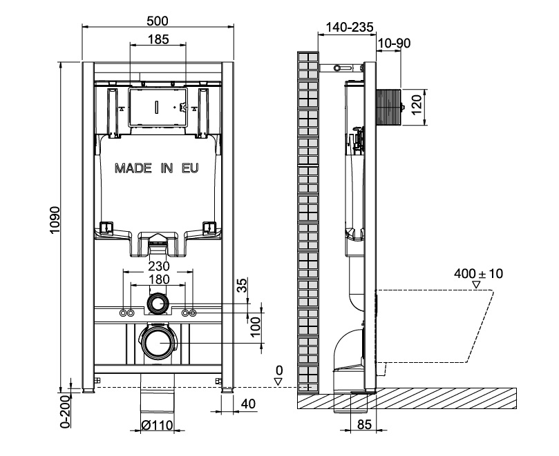 Инсталляция Lemark Peneda механическая для подвесных унитазов, без кнопки смыва купить по цене 0 ...